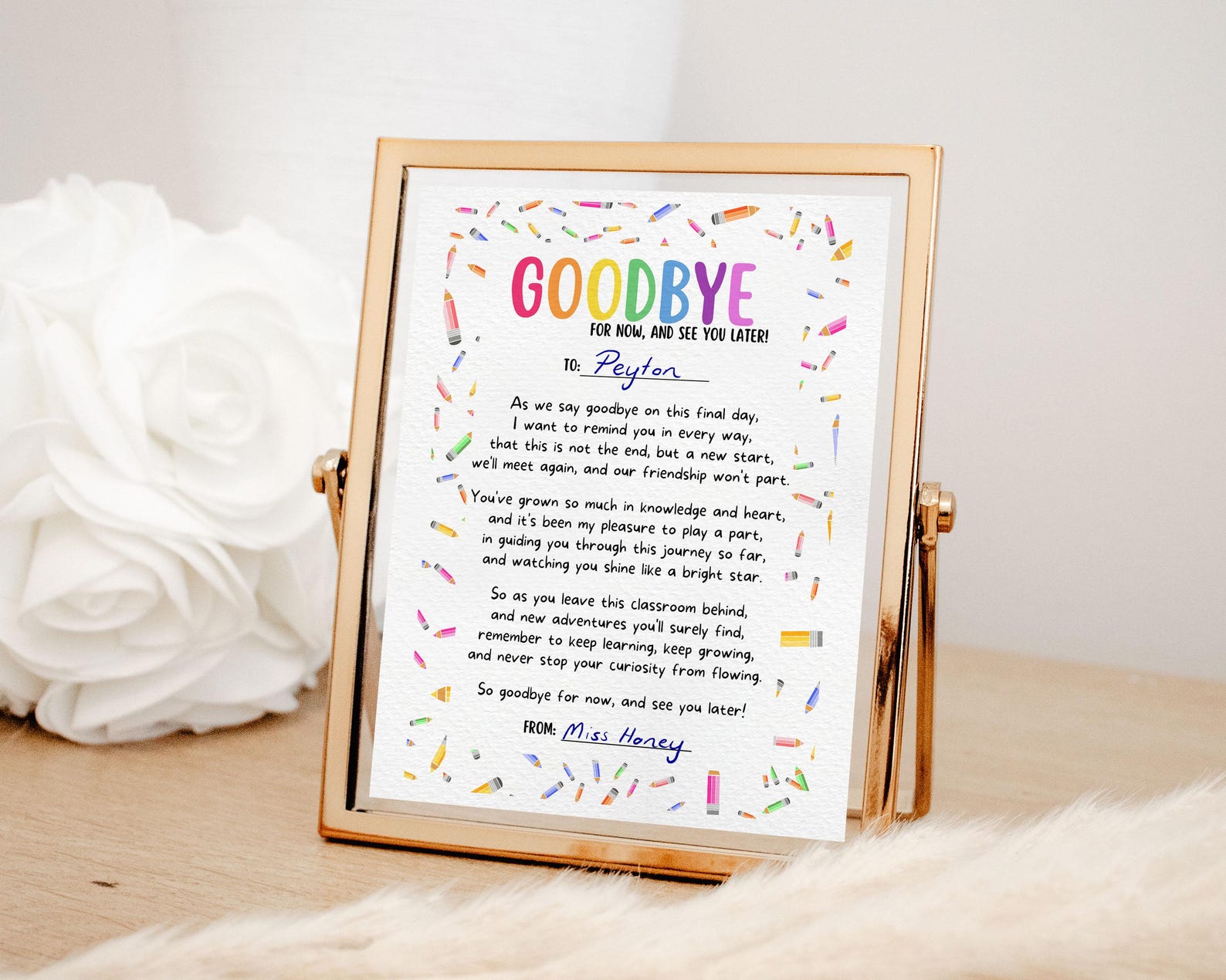 Teacher Goodbye Gift to Students, Last Day of School Gift From Teacher ...