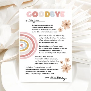 Teacher Goodbye Gift to Students, Last Day of School Gift From Teacher ...