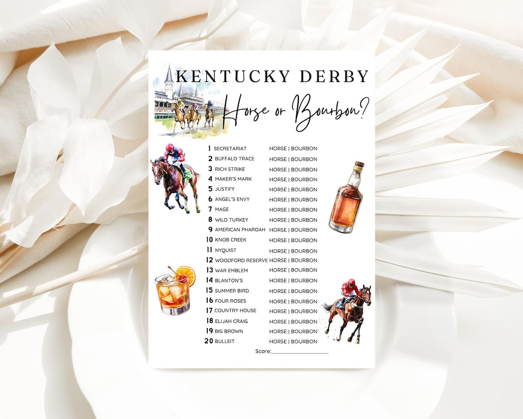 Horse or Bourbon Derby Game | Kentucky Derby Party Game Printable ...