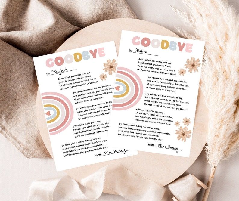 Teacher Goodbye Gift to Students, Last Day of School Gift From Teacher ...