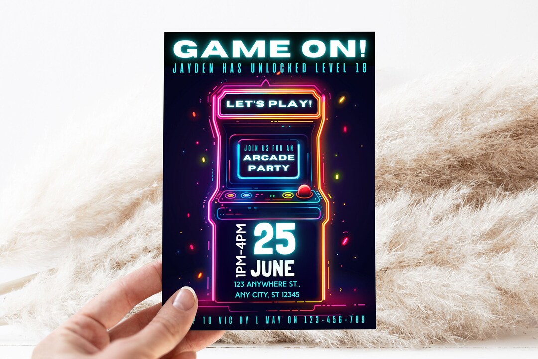 Arcade Invitation, Arcade Birthday Invitation, Arcade Party, Arcade ...