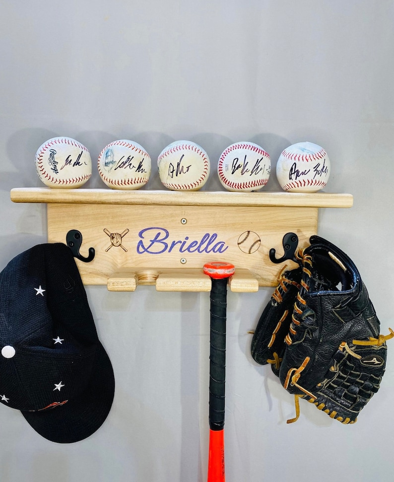 Personalized Baseball Bat Rack | Hat Rack | Baseball Display | Baseball ...