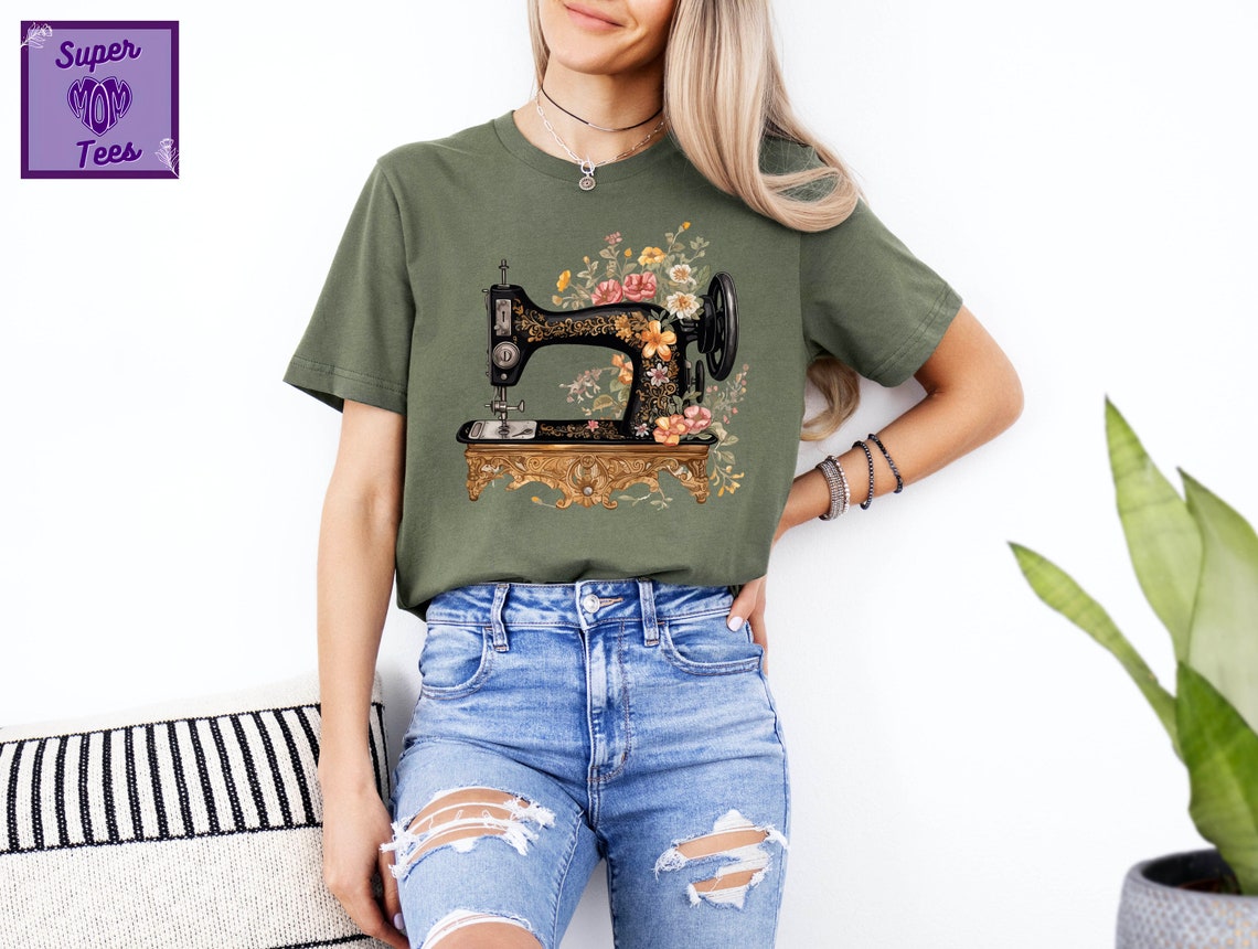 Vintage Floral Sewing Machine Shirt: Sewing Lover Gift - Etsy