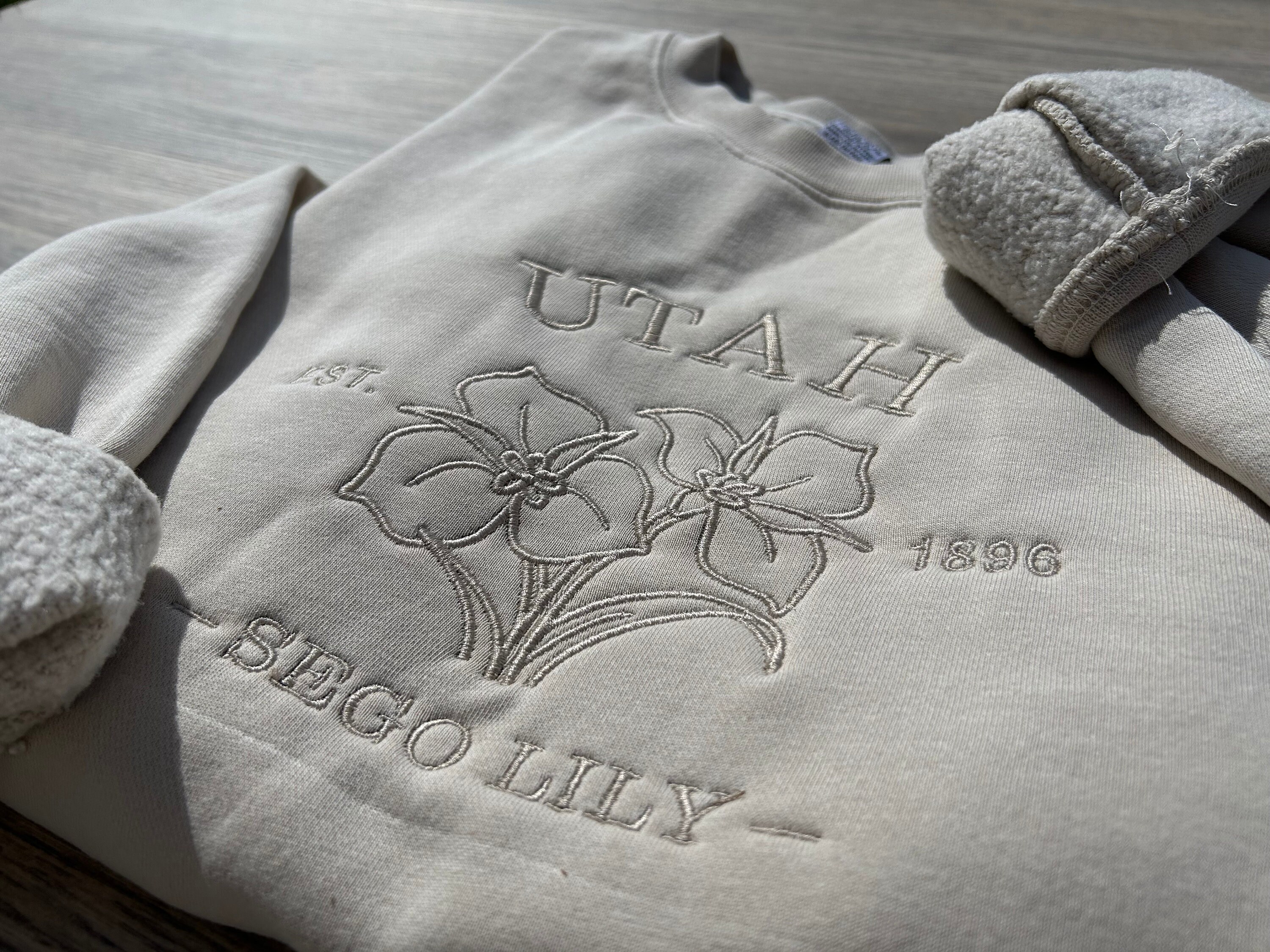 Utah State Flower Embroidered Sweatshirt Ivory, Utah Sweatshirt, State ...