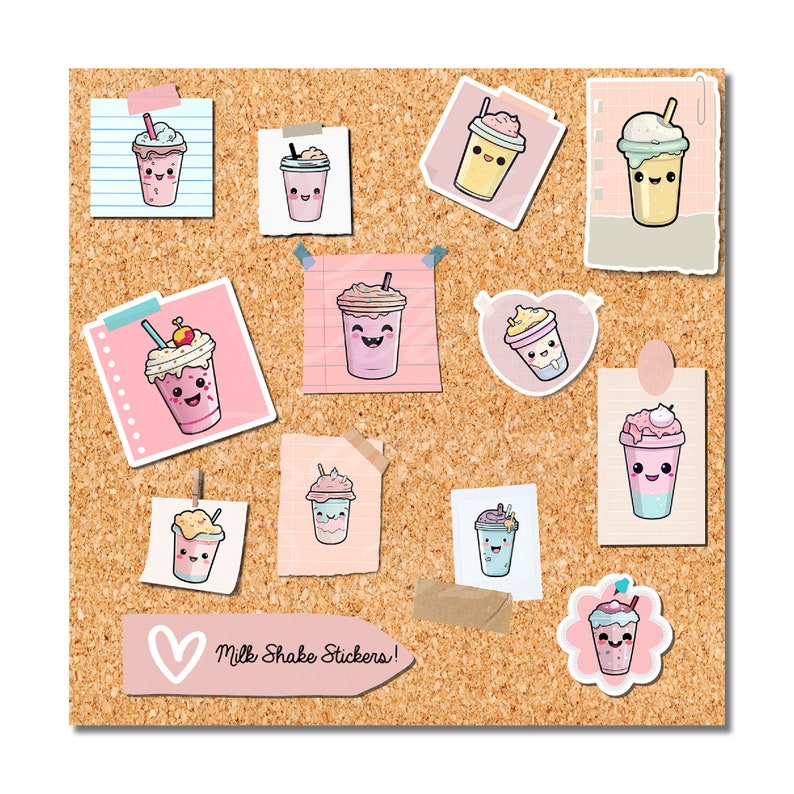Digital Milkshake Stickers Printable Kiss Cut Stickers - Etsy
