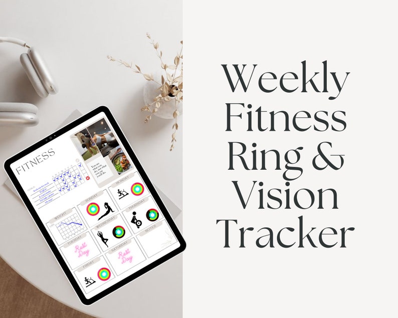 Weekly Fitness Ring & Vision Tracker Fitness Goals Habits Digital ...