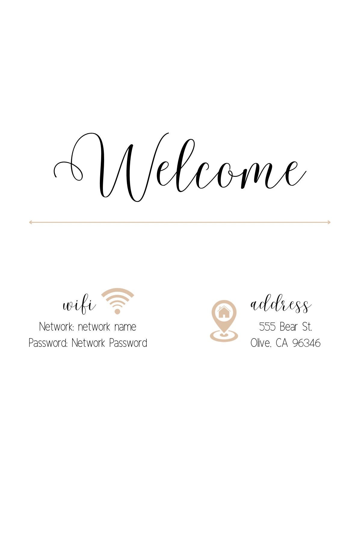 Wifi Password Sign Printable Wifi Sign Template Minimalist - Etsy