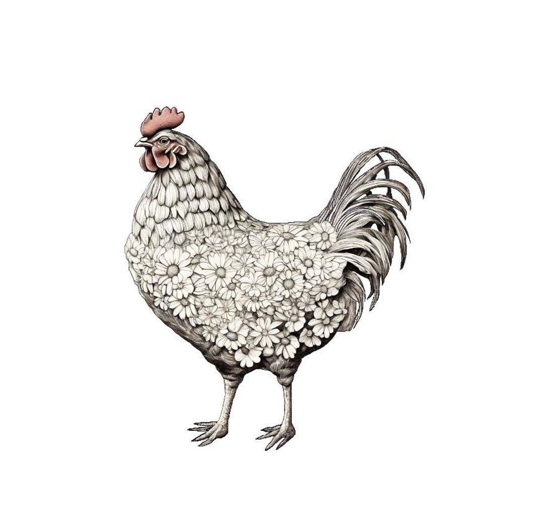 Hen Clipart | Flower Hen | Daisy Chicken Art | Commercial License No ...