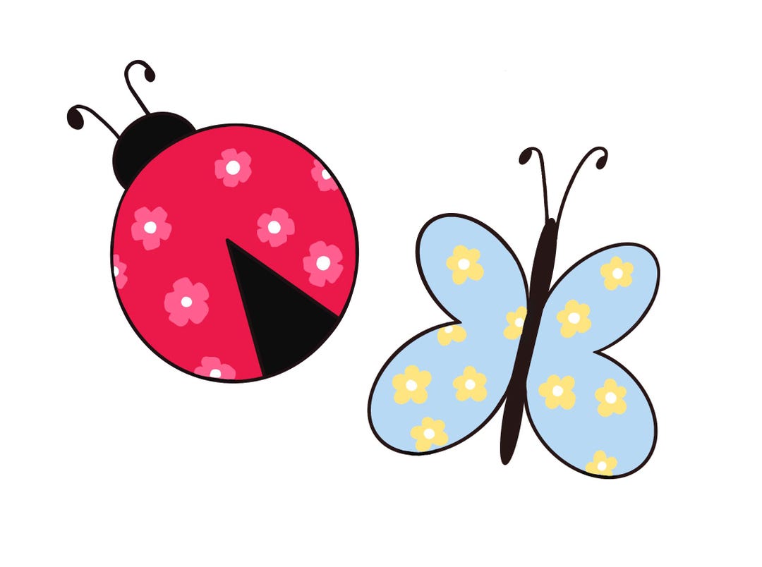 Lady Bug Butterfly | Retro Vibe Clipart | Cute Bugs for DIY Project ...