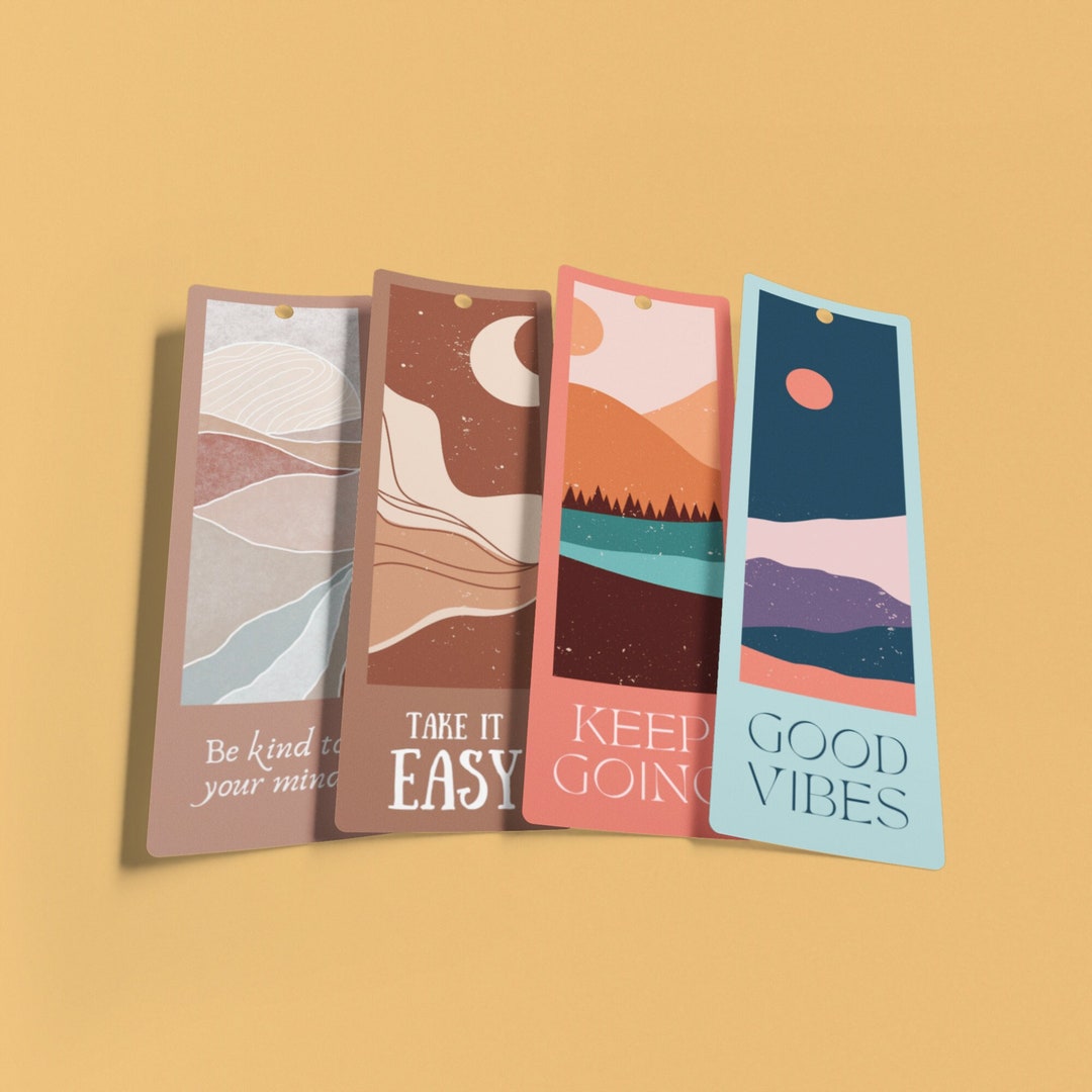 GOOD VIBES 2.3x7” Printable Bookmarks Set of 4 - Bookmarks for Book ...