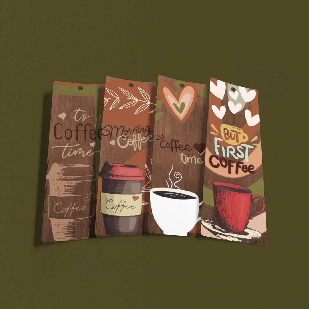 COFFEE LOVER 2.3x7 Printable Bookmarks Set of 4 instant Download ...