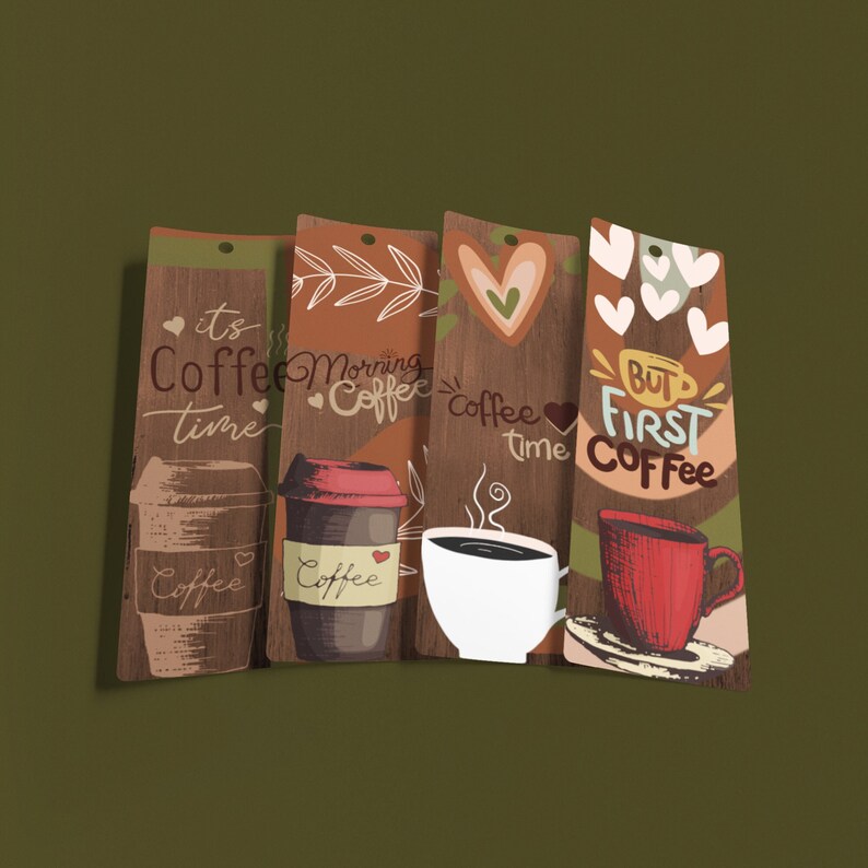 COFFEE LOVER 2.3x7" Printable Bookmarks Set of 4 -instant Download ...
