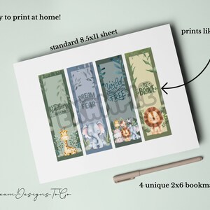ZOO ANIMALS 2.3x7" Printable Bookmarks Set of 4 - Instant Download ...