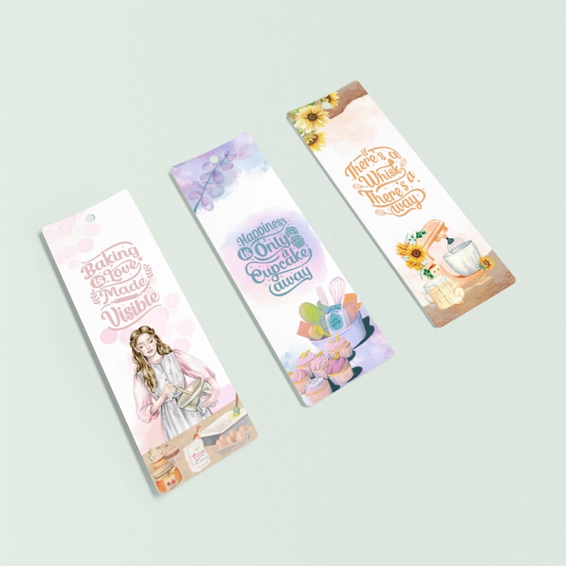 BAKERS 2.3x7 Printable Bookmarks Set of 4 Instant Download Baking ...