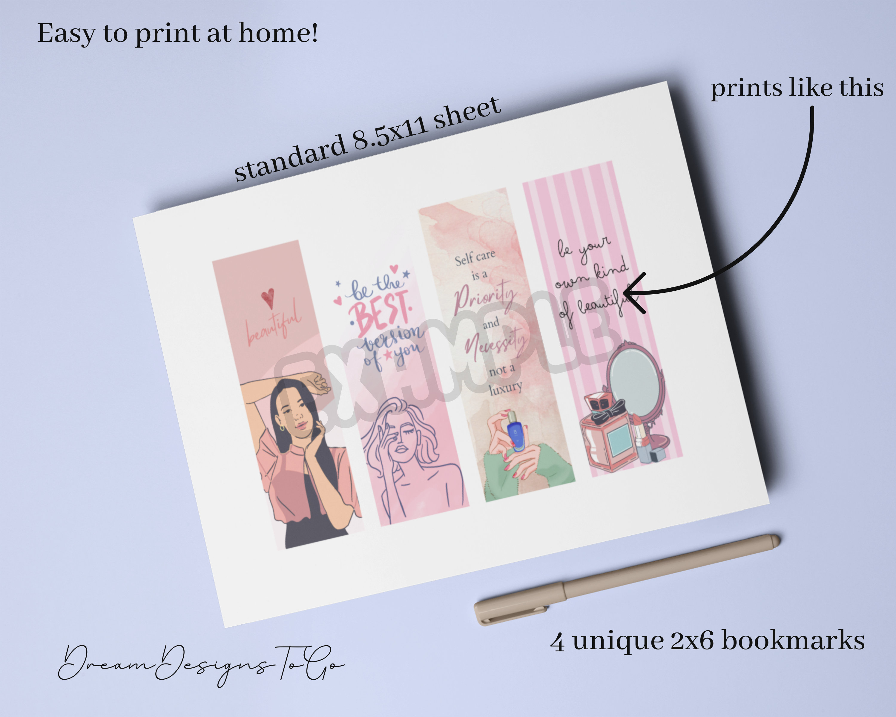 SELF CARE 2.3x7 Printable Bookmarks Set of 4 instant Download Beauty ...