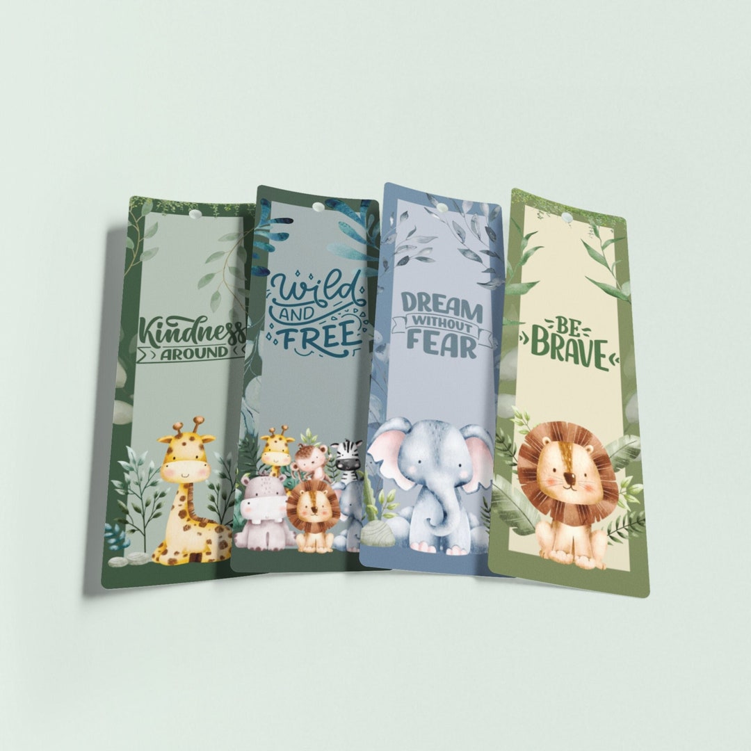 ZOO ANIMALS 2.3x7 Printable Bookmarks Set of 4 Instant Download ...