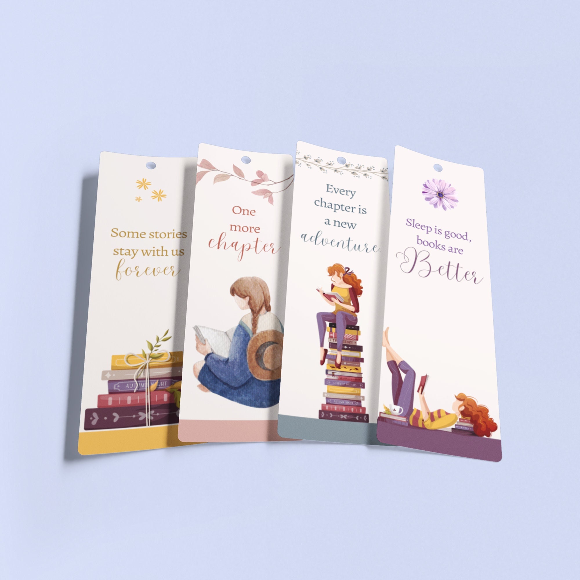 BOOK QUOTES 2.3x7 Printable Bookmarks Set of 4 Instant Download Cute ...