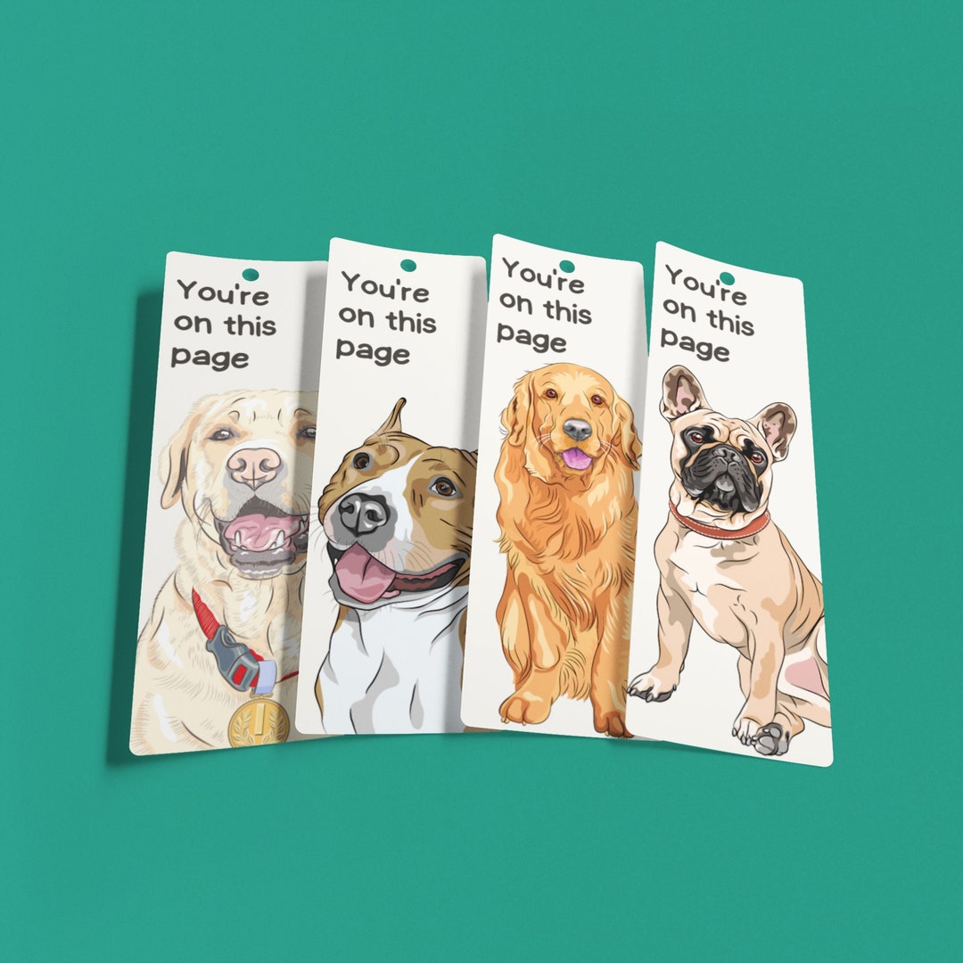 DOGS Printable Bookmarks Set of 4 - Dog Bookmark Designs - Instant ...