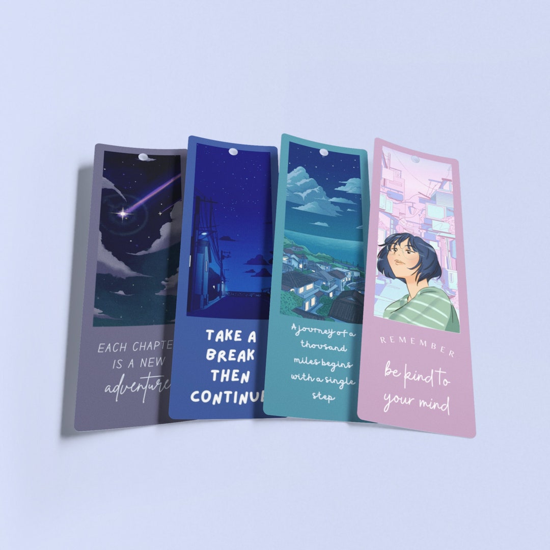 ANIME 2.3x7” Printable Bookmarks Set of 4 - Bookmarks for Anime Lovers ...