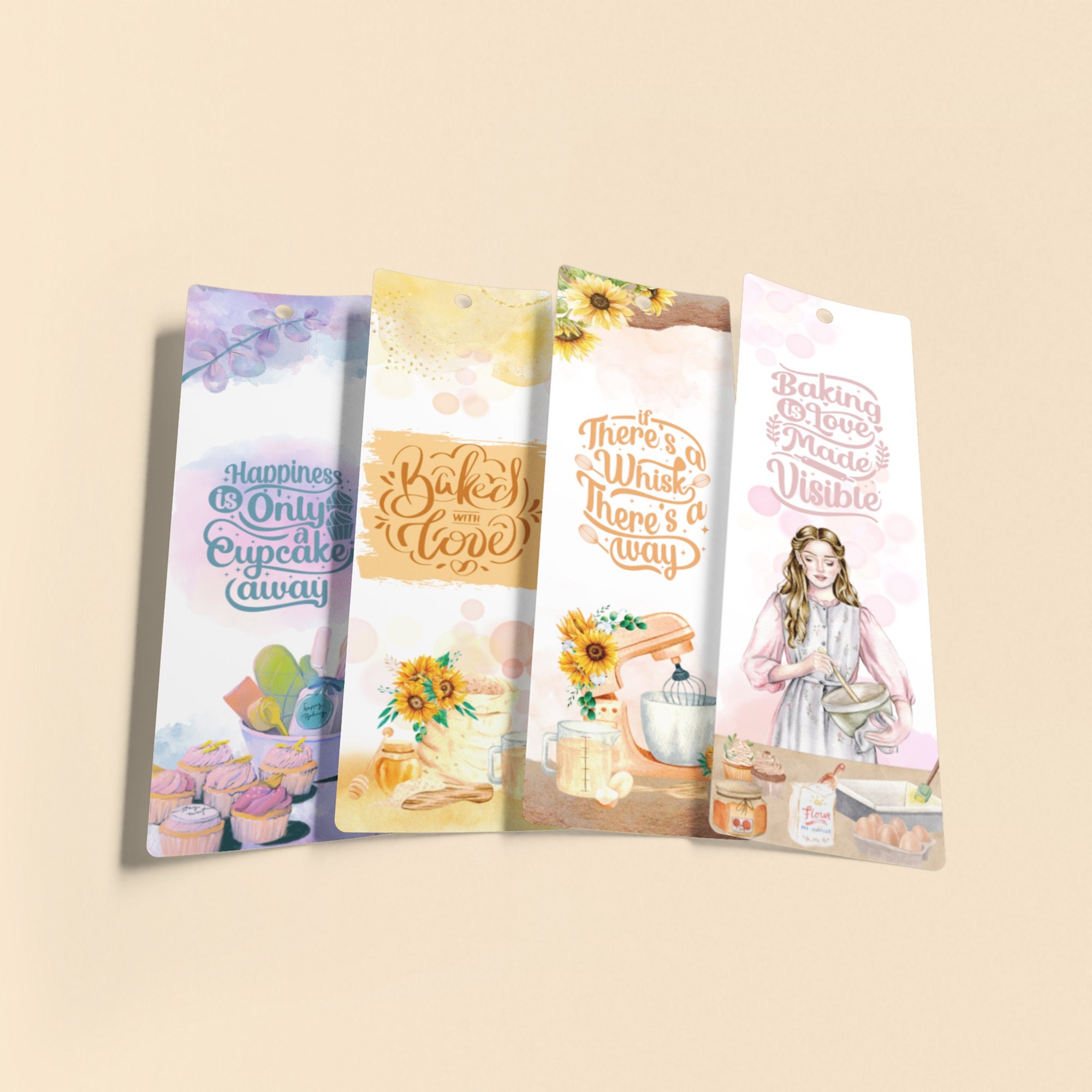 BAKERS 2.3x7 Printable Bookmarks Set of 4 Instant Download Baking ...