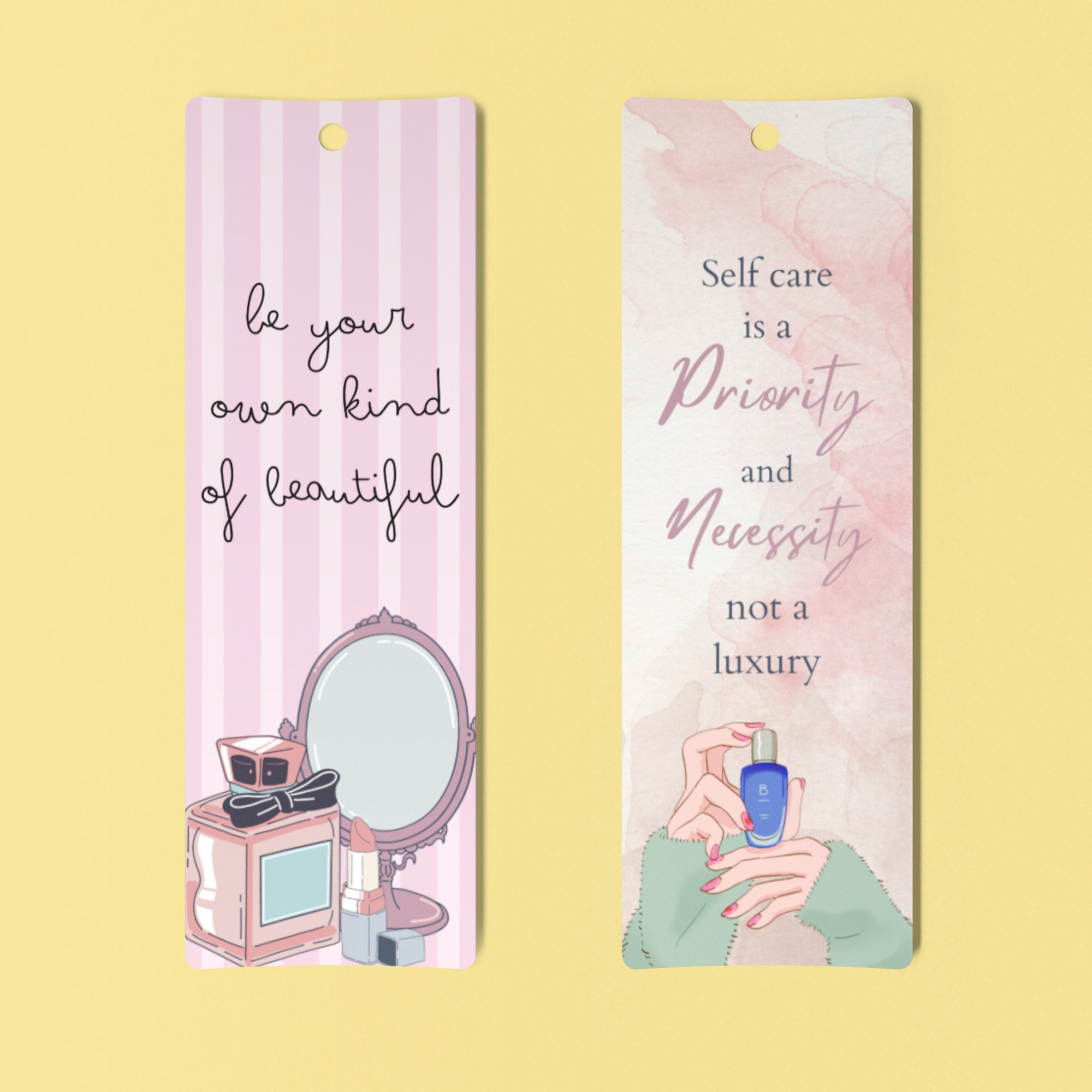 SELF CARE 2.3x7 Printable Bookmarks Set of 4 instant Download Beauty ...
