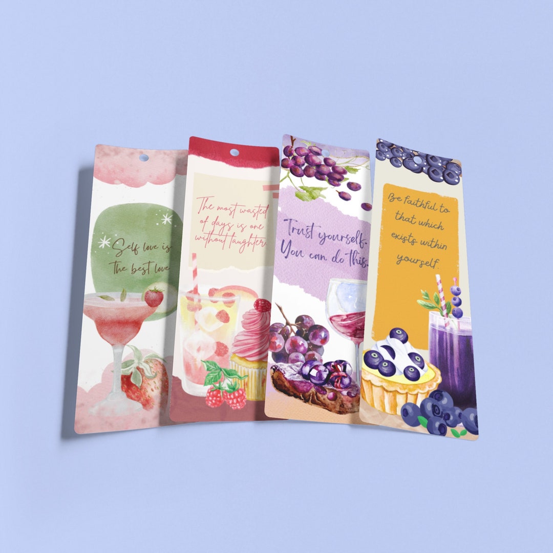 DESSERTS 2.3x7" Printable Bookmarks Set of 4 - Instant Download Fruits ...