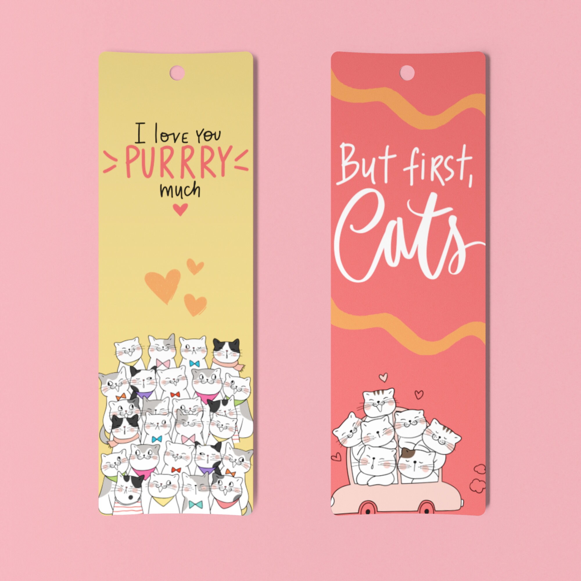 CUTE CATS 2.3x7" Printable Bookmarks Set of 4 - Instant Download Cat ...