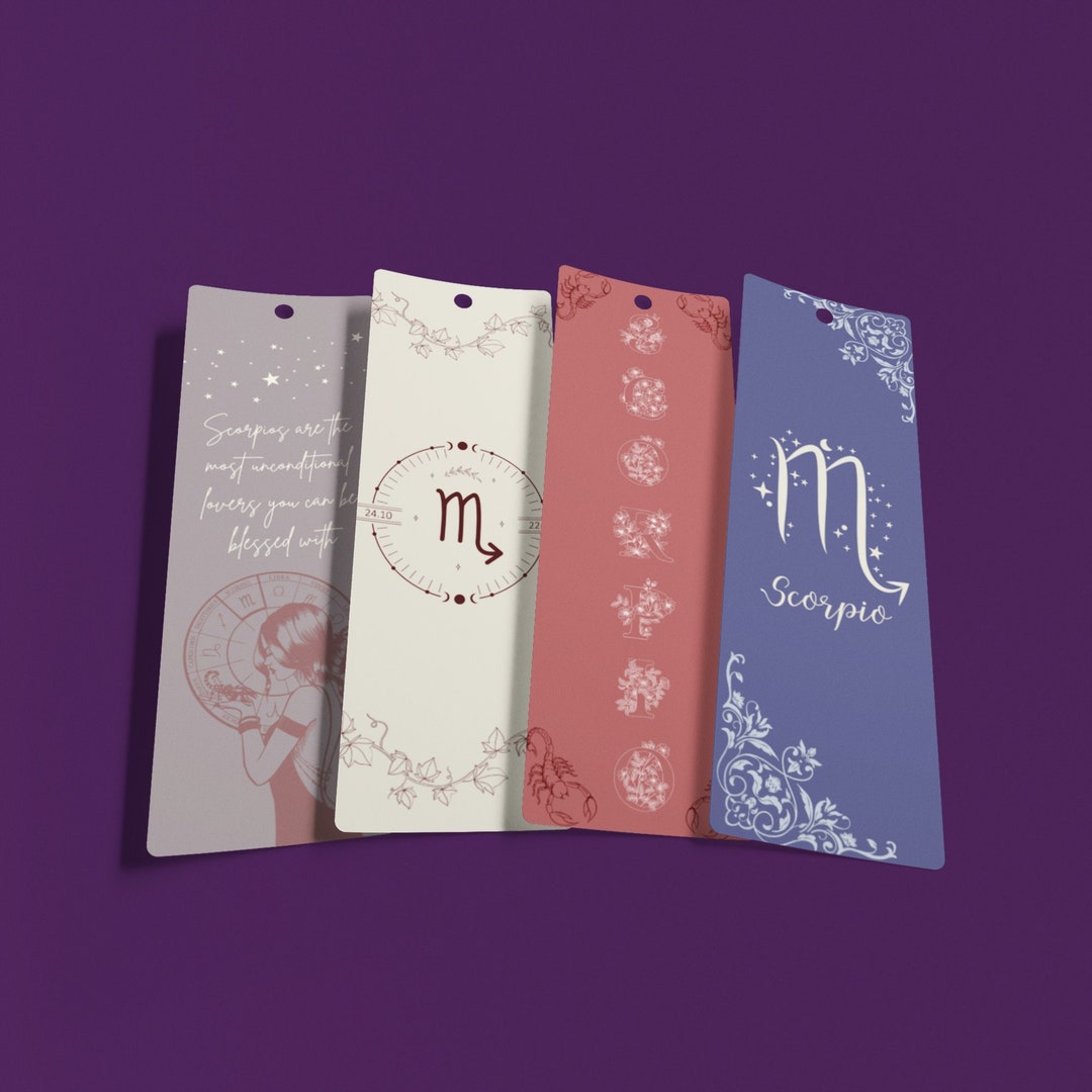 SCORPIO 2.3x7" Printable Bookmarks Set of 4 - Zodiac Scorpio Bookmarks ...
