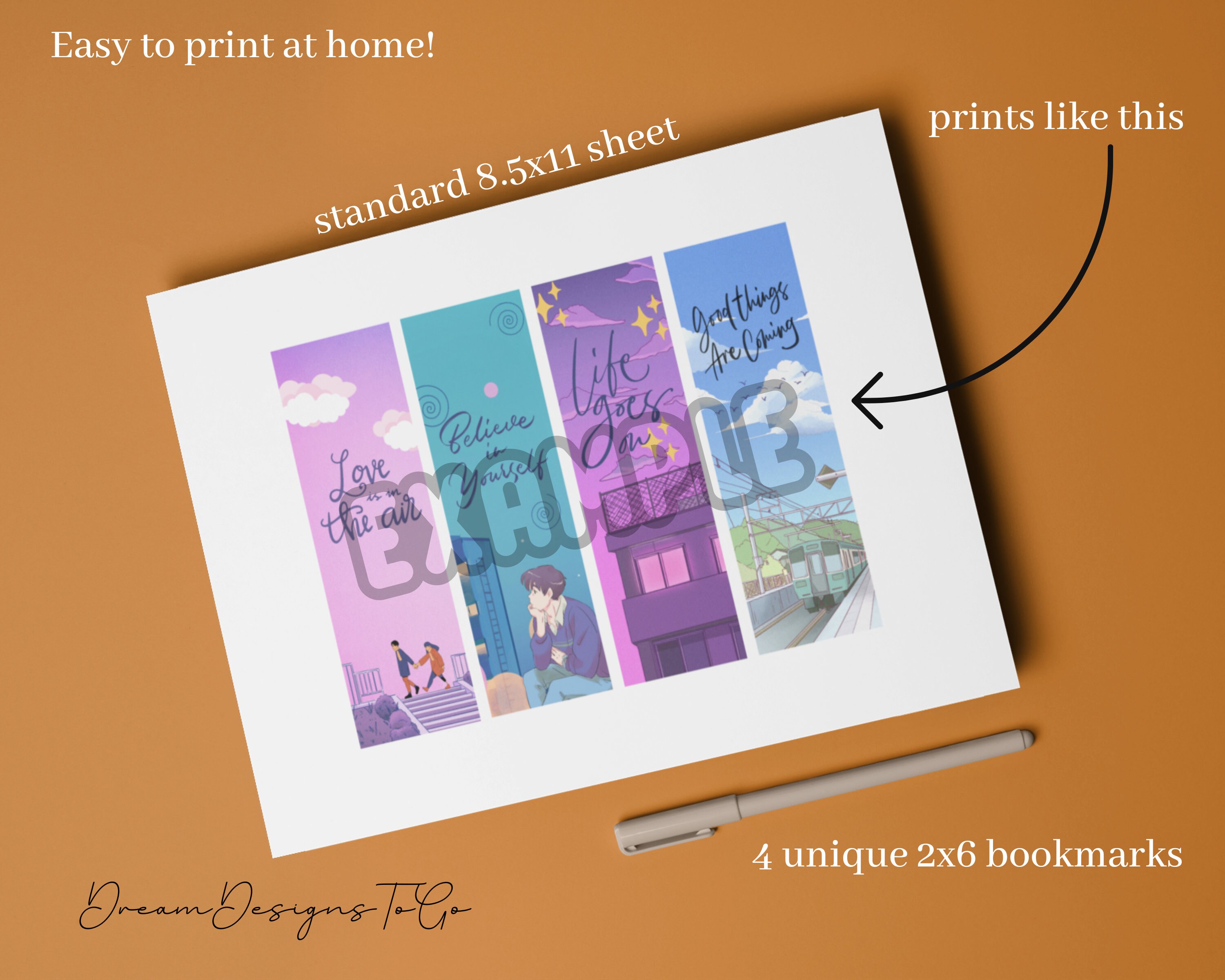 ANIME 2.3x7" Printable Bookmarks Set of 4 - Instant Download Bookmarks ...