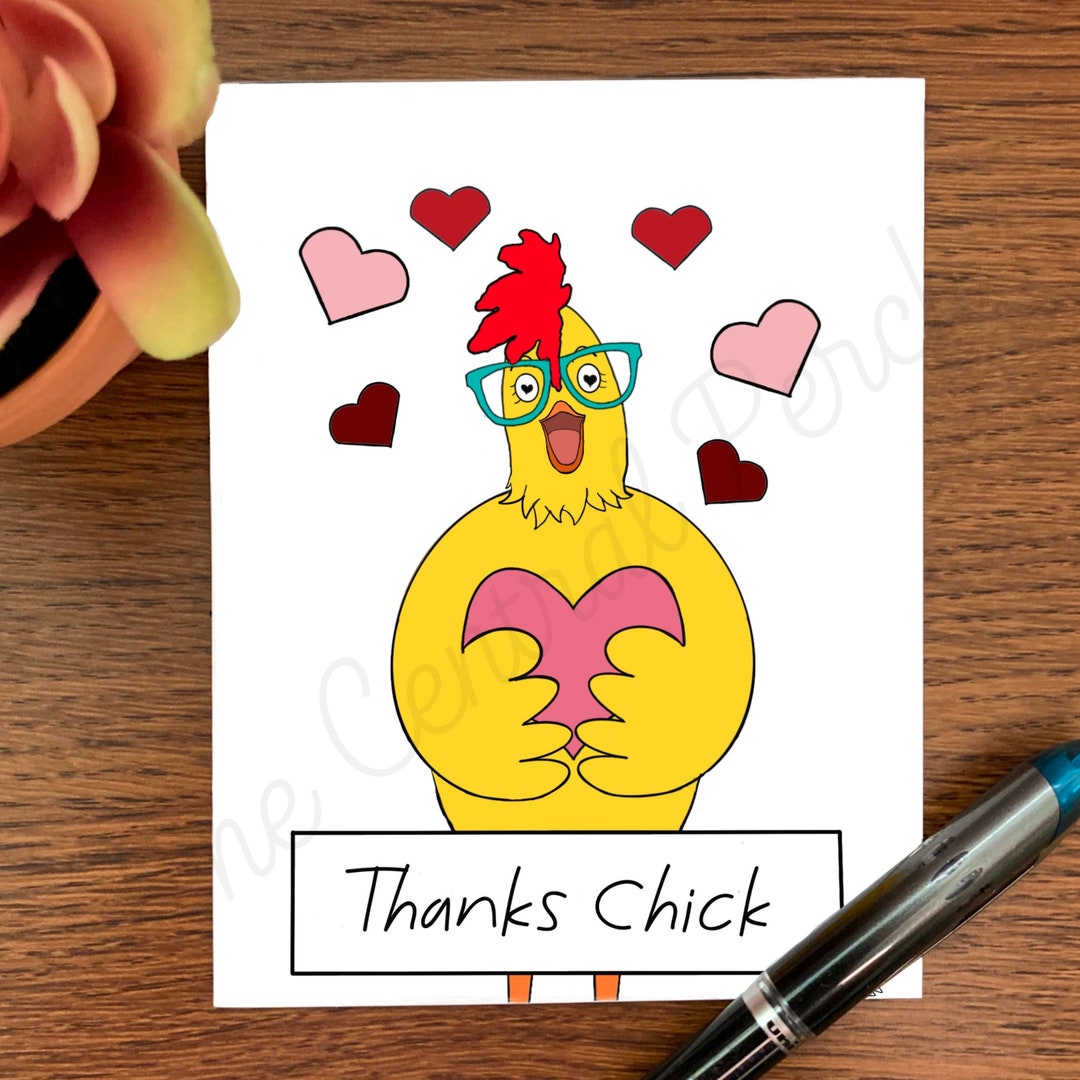 Thanks Chick Cute Thank You Card - Etsy