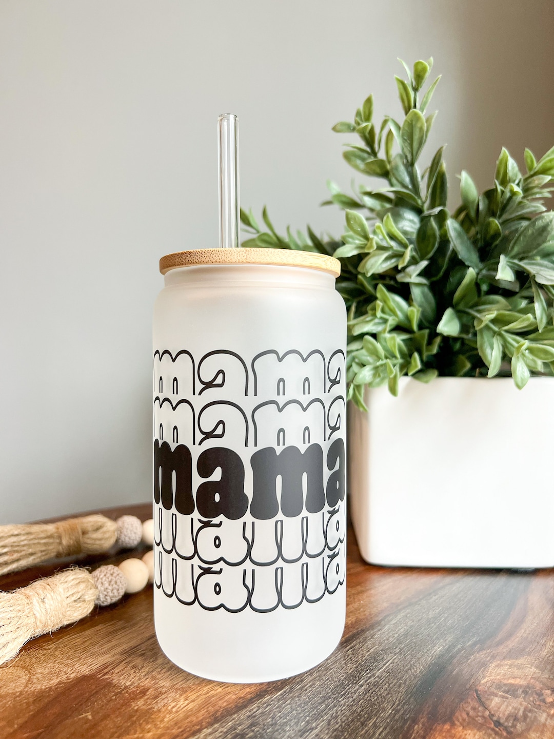Mama Cup With Lid and Straw, Mama Glass Cup, Coffee Cup for Mom ...