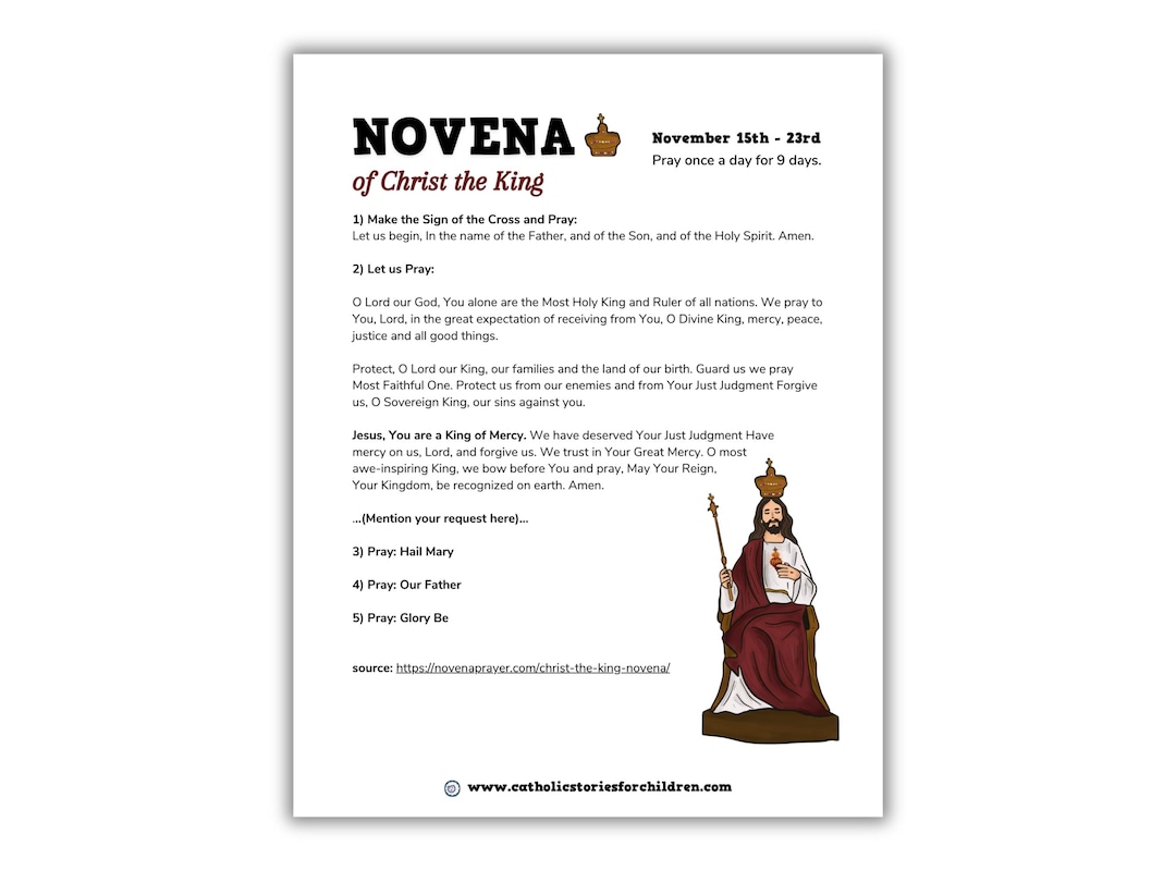 Novena of Christ the King | Instant Download | Catholic Gifts ...