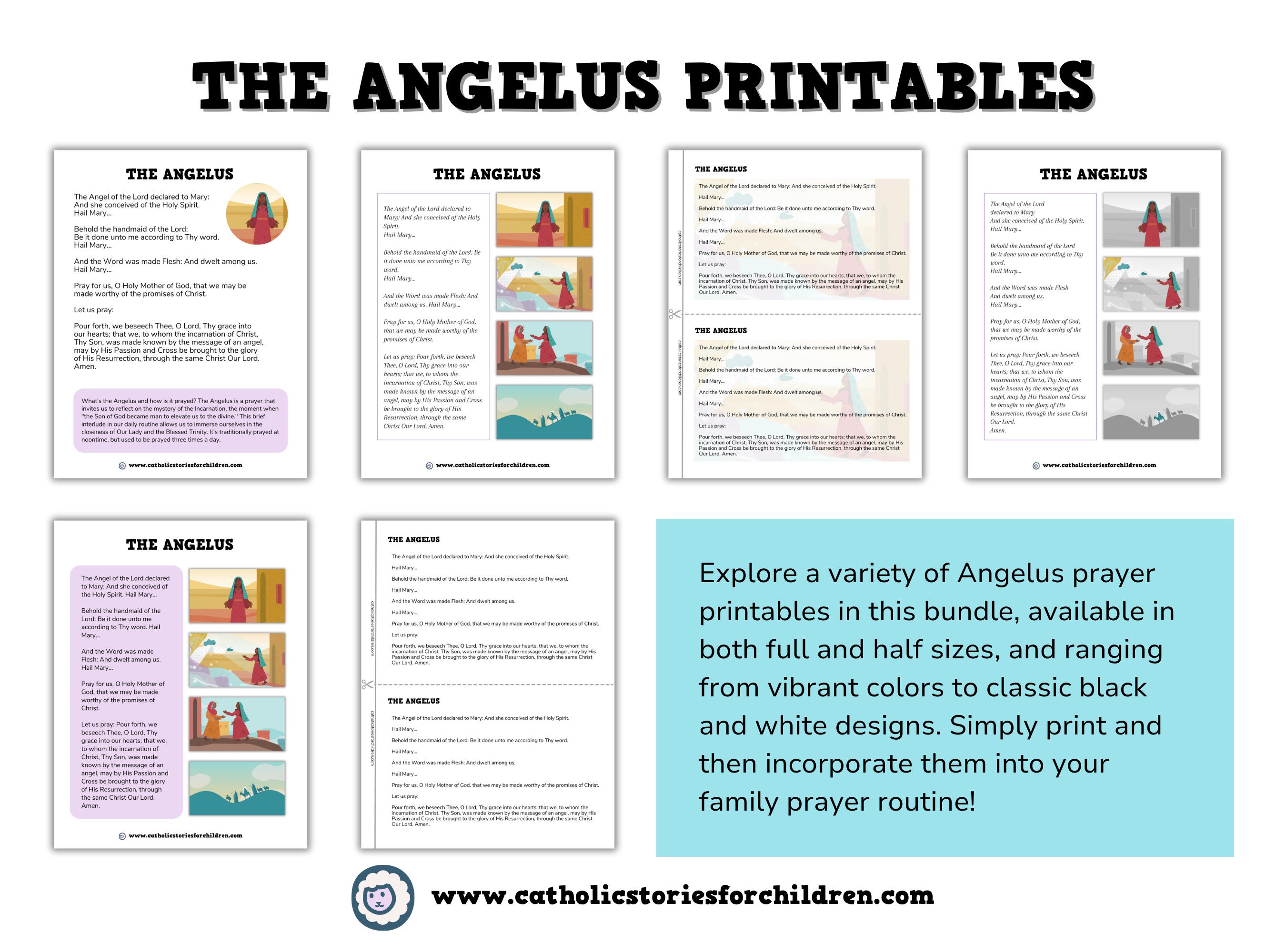 The Angelus Prayer Printable Bundle | Instant Download | Catholic Gifts ...