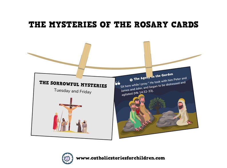 The Mysteries of the Rosary Cards for Children Printable | Instant ...