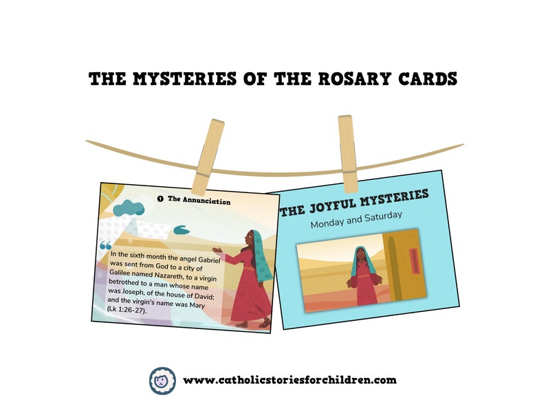 The Mysteries of the Rosary Cards for Children Printable Instant ...