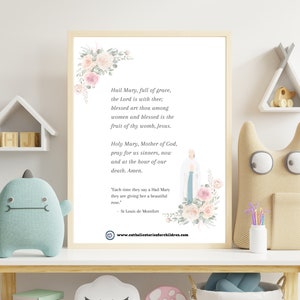 Hail Mary Printable | Hail Mary Wall Art Poster | Nursery Art | Kids ...