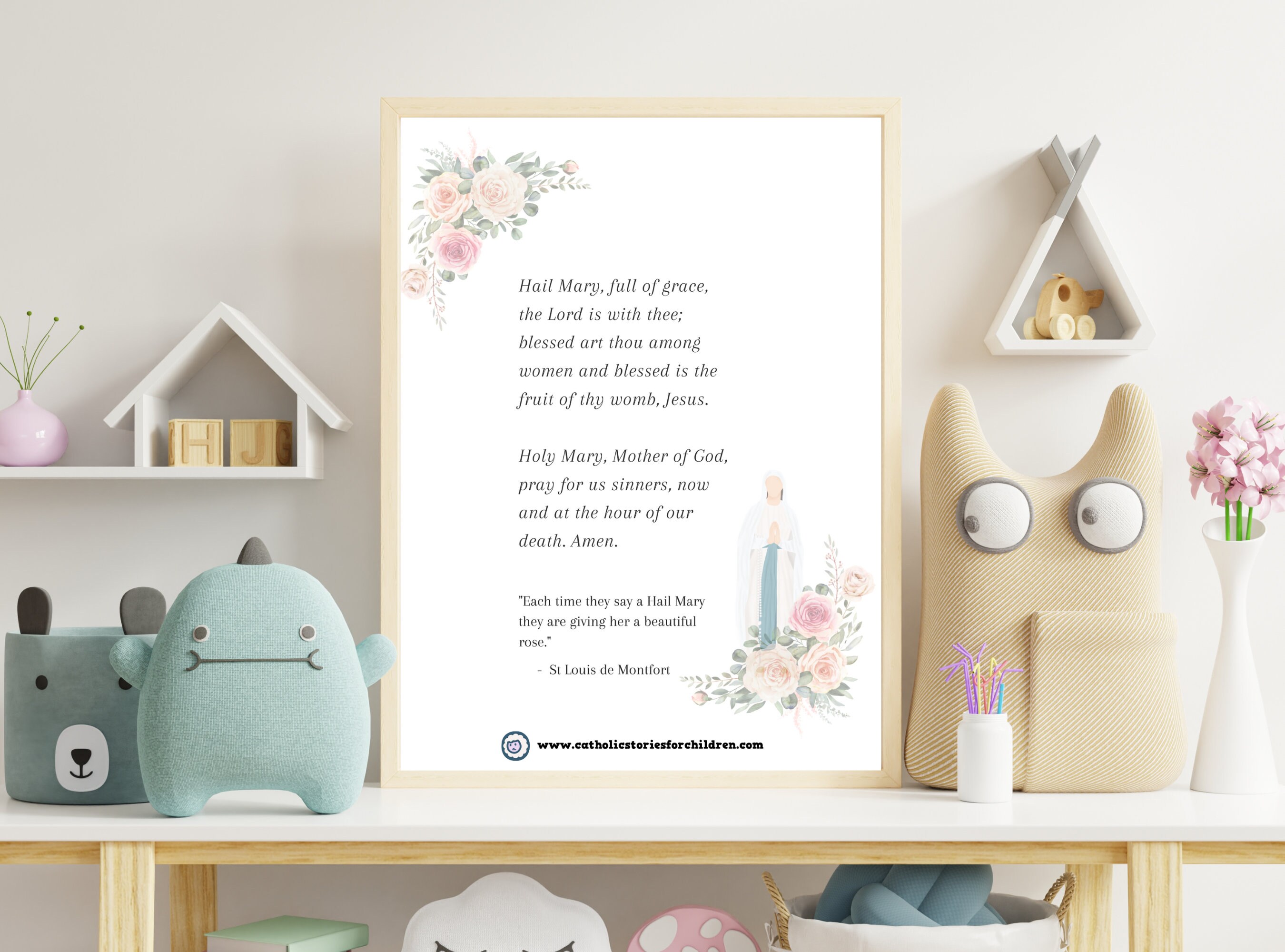 Hail Mary Printable | Hail Mary Wall Art Poster | Nursery Art | Kids ...