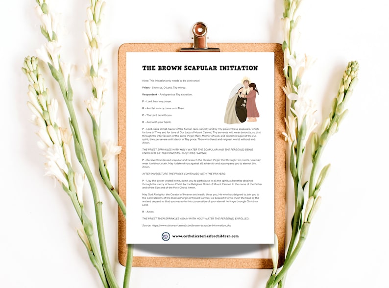 The Brown Scapular Initiation | Instant Download | Catholic Gifts ...