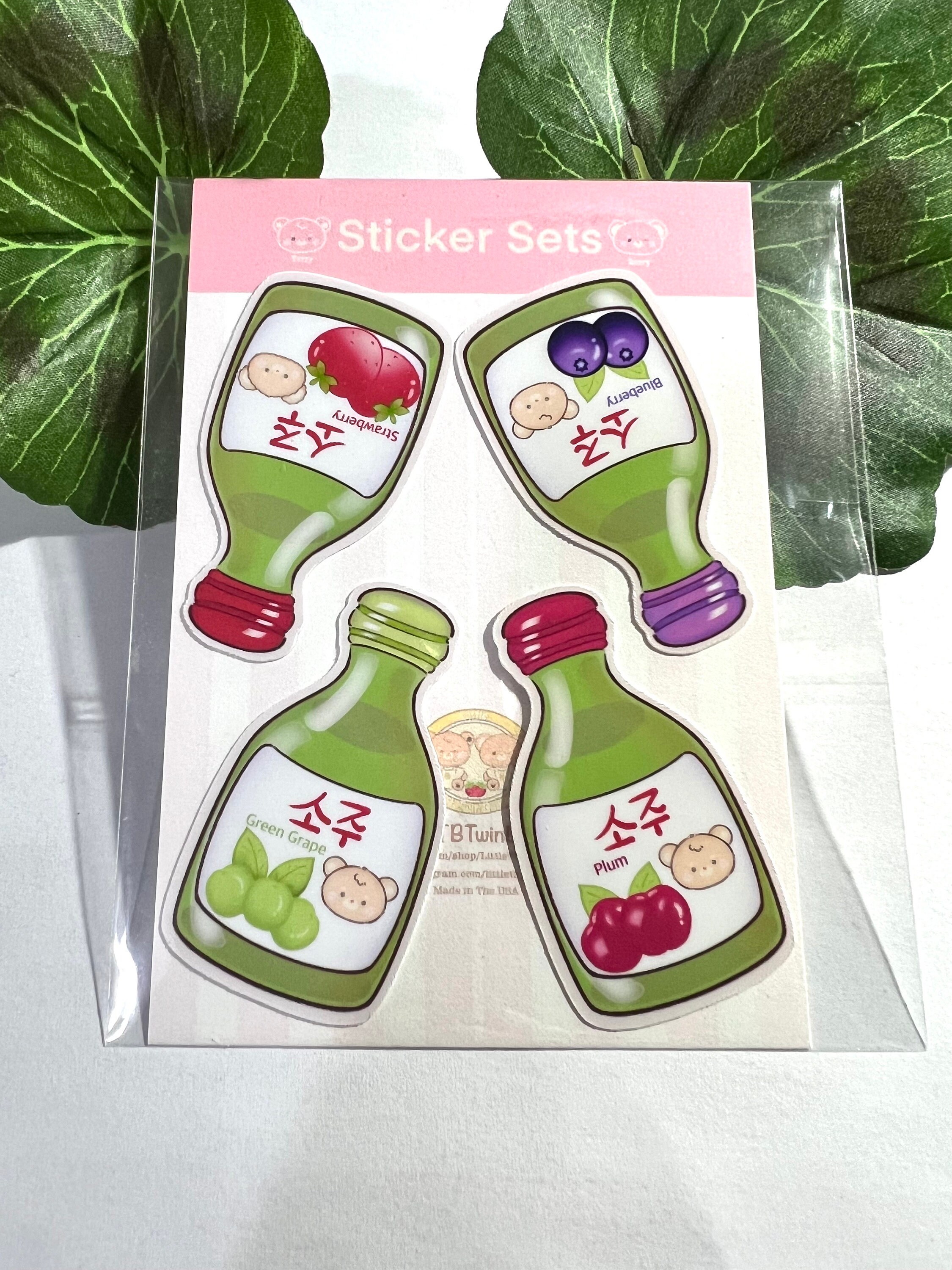 Soju Sticker Set Korean Cute Soju Stickers Korean Fruit Soju Sticker ...