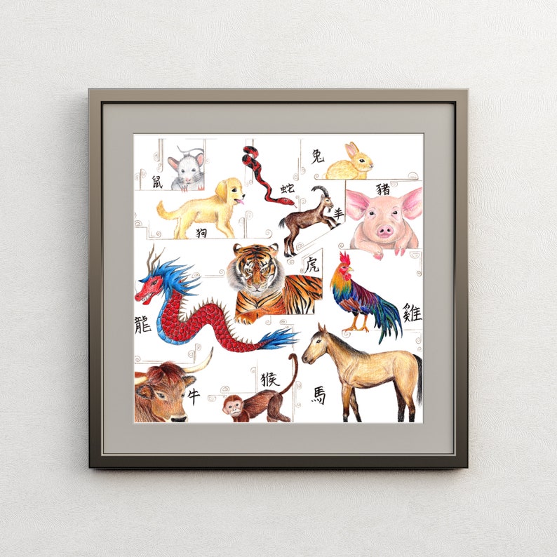 12 Chinese Zodiac Animals Digital Print | Twelve Chinese Zodiac Signs ...