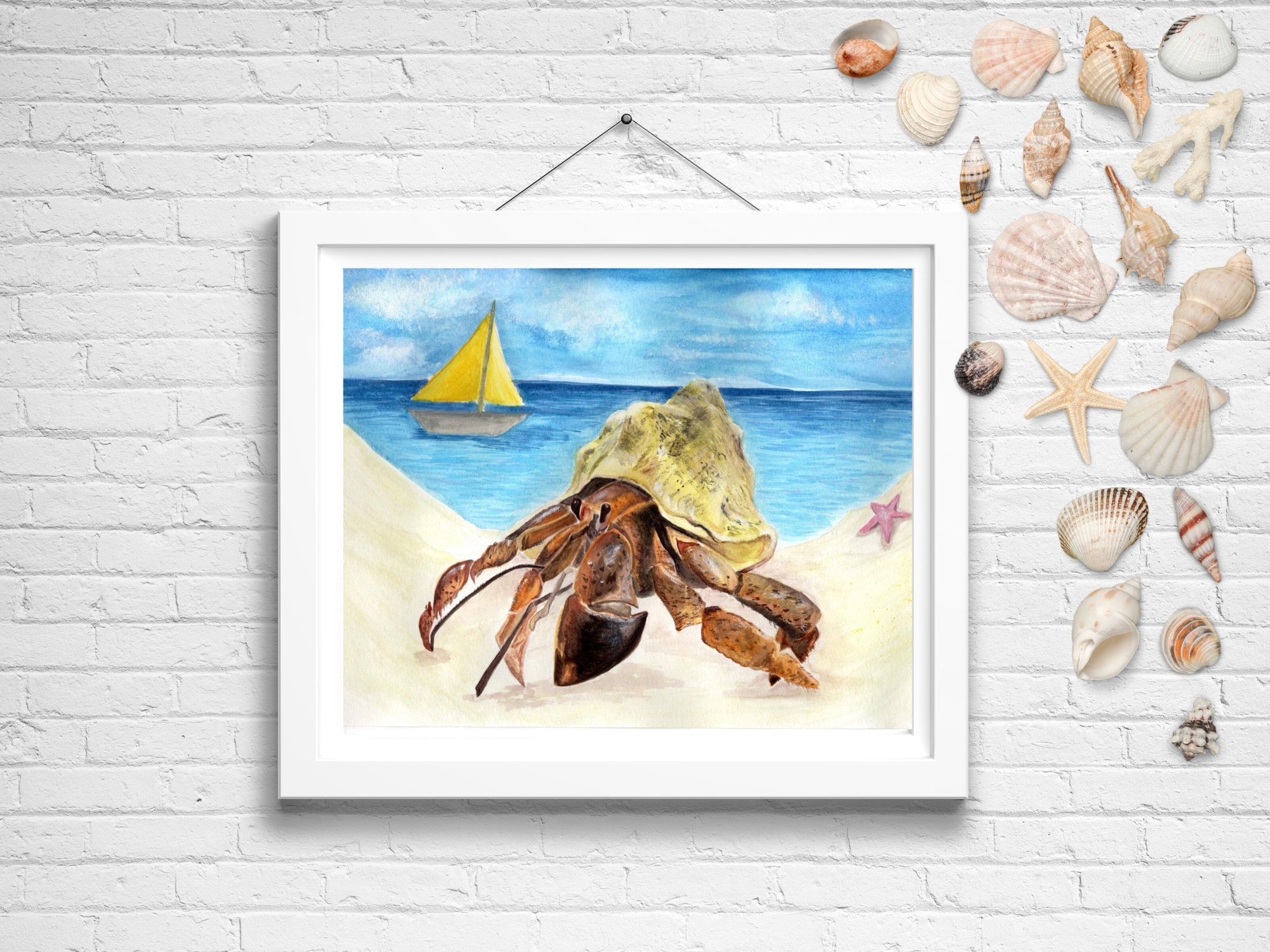 Hermit Crab Watercolor Digital Print crab Digital Download Beach Animal ...