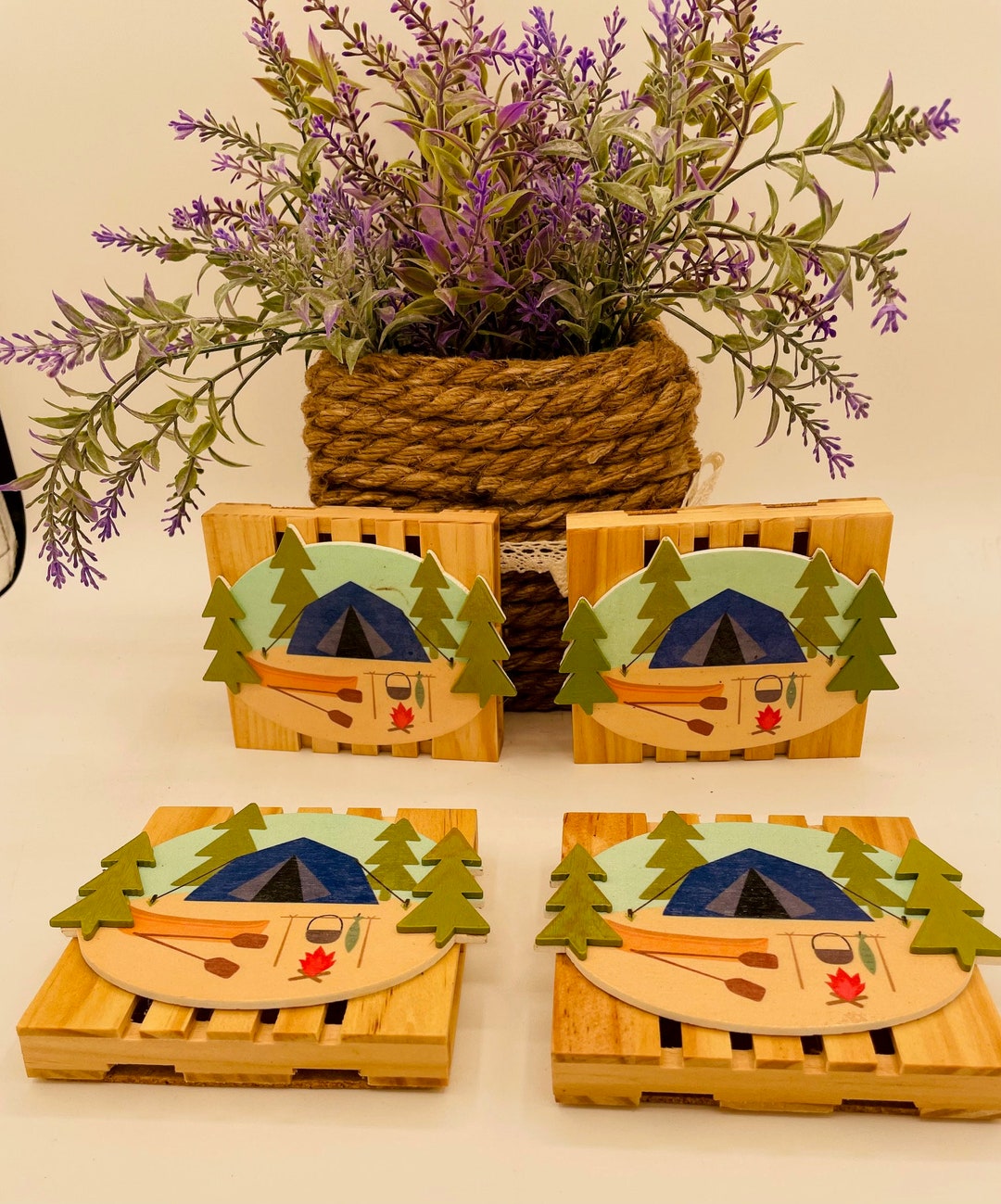 Camping Pallet Wood Coasters - Etsy