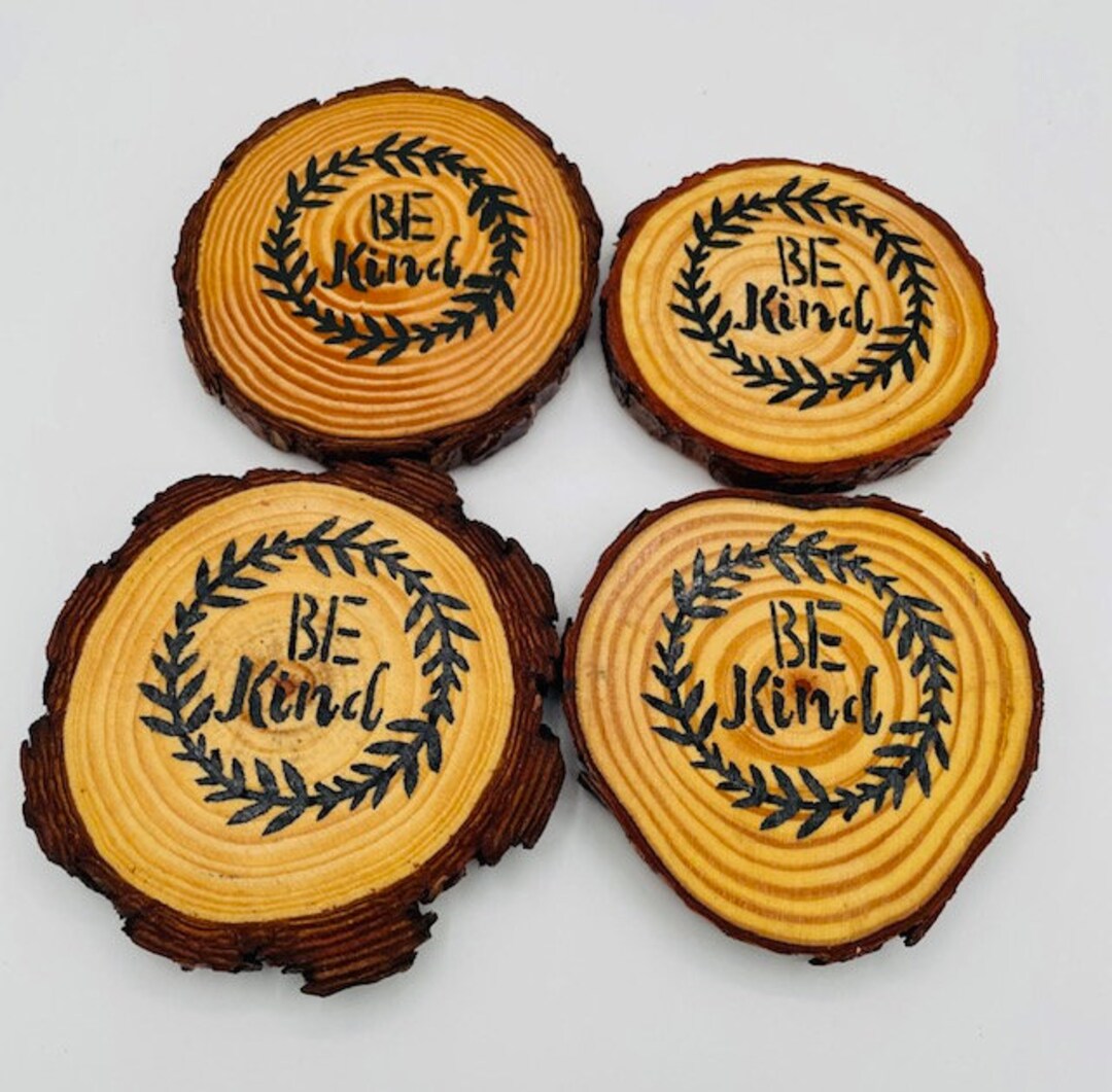 Be Kind Wood Coasters - Etsy