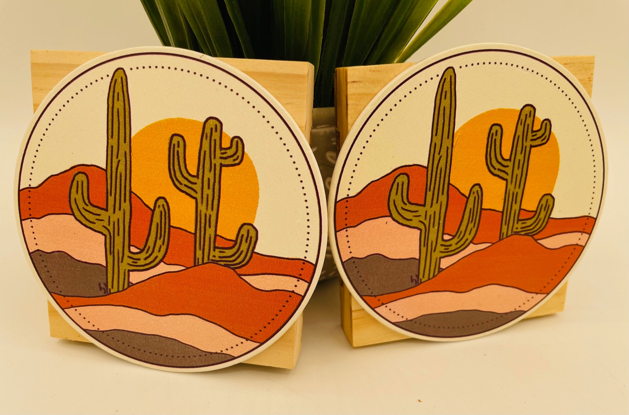 Arizona Desert Cactus Wood Coasters - Etsy