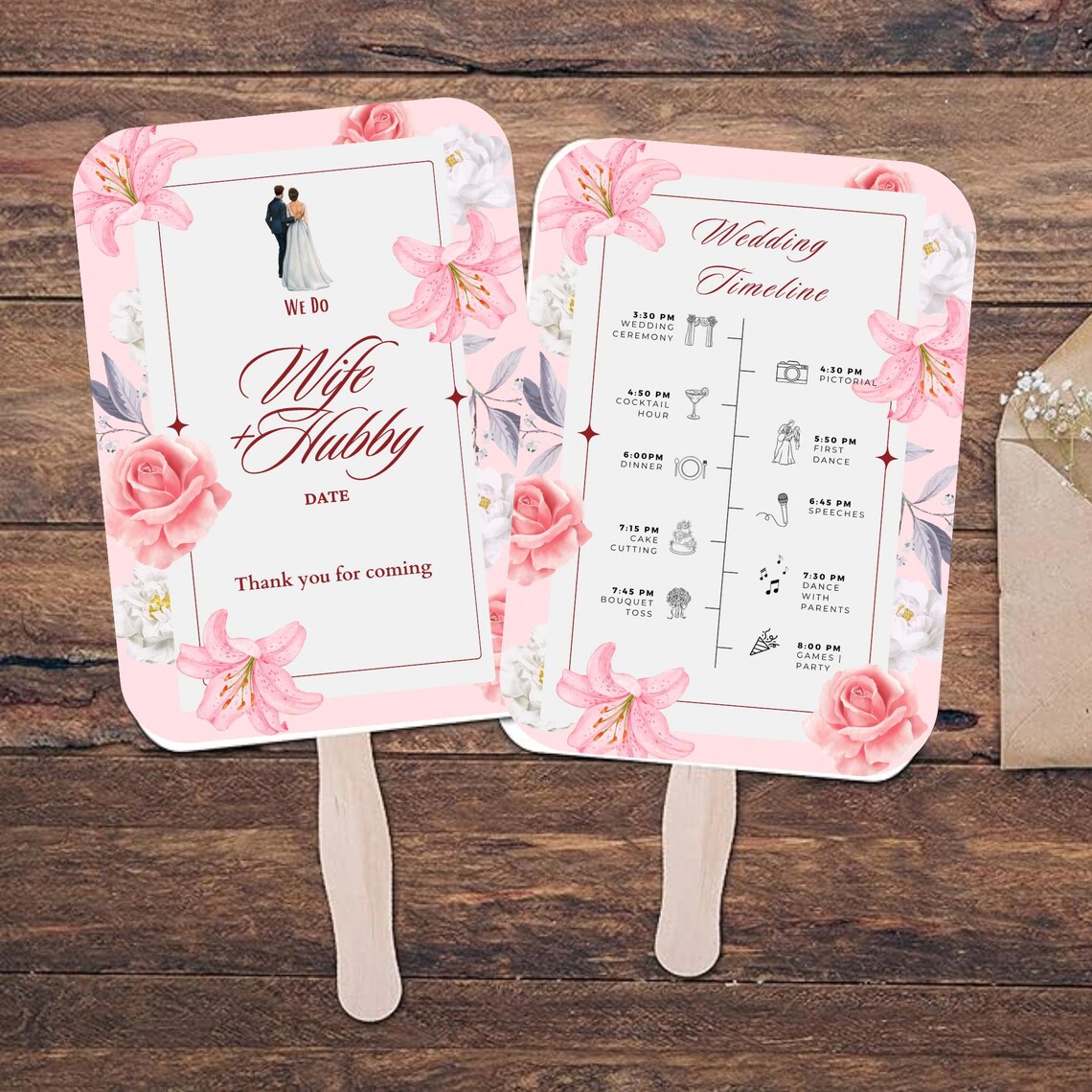 Wedding Program Template | Wedding Fan Program Template - Etsy