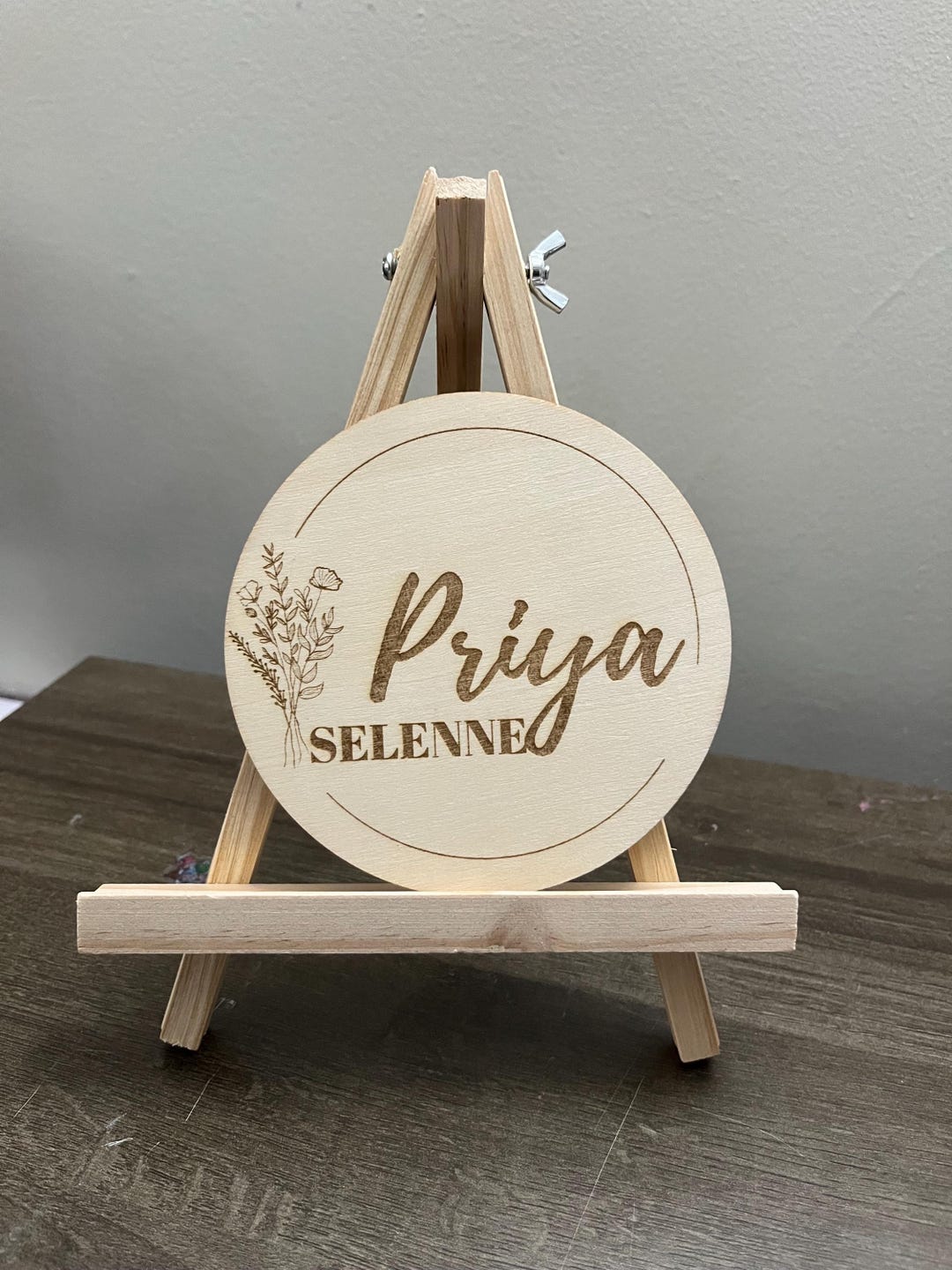 Baby Name in Wooden Disc | Laser Engrave | Baby Gift | Photo Props ...