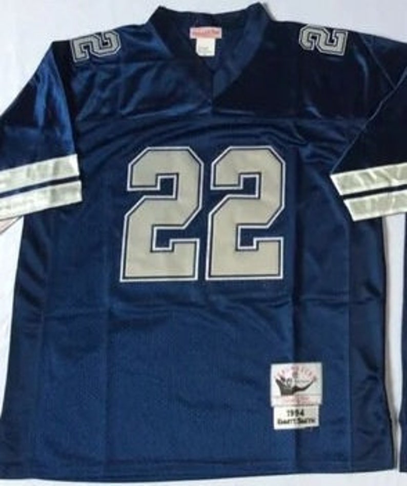 Custom Sewn Stitched Emmit Smith 22 Navy Dallas Football Team Jersey ...