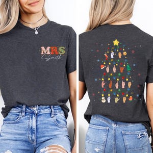 Custom Name Christmas Sign Language Tree Shirt, Sign Hand SPED Teacher ...