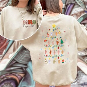 Custom Name Christmas Sign Language Tree Shirt, Sign Hand SPED Teacher ...