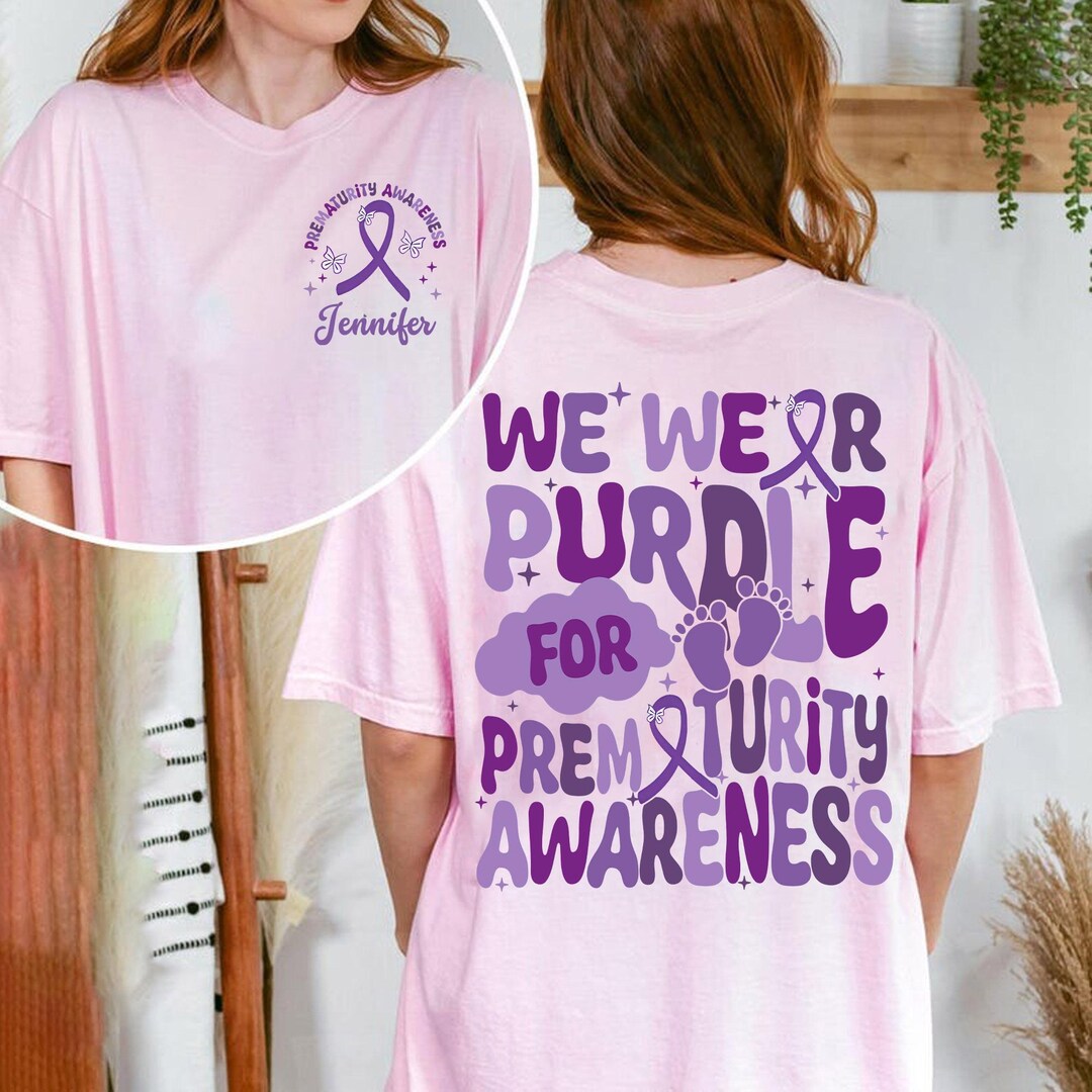 Custom Name Prematurity Awareness Shirt, Purple Ribbon Shirt, Preemie ...